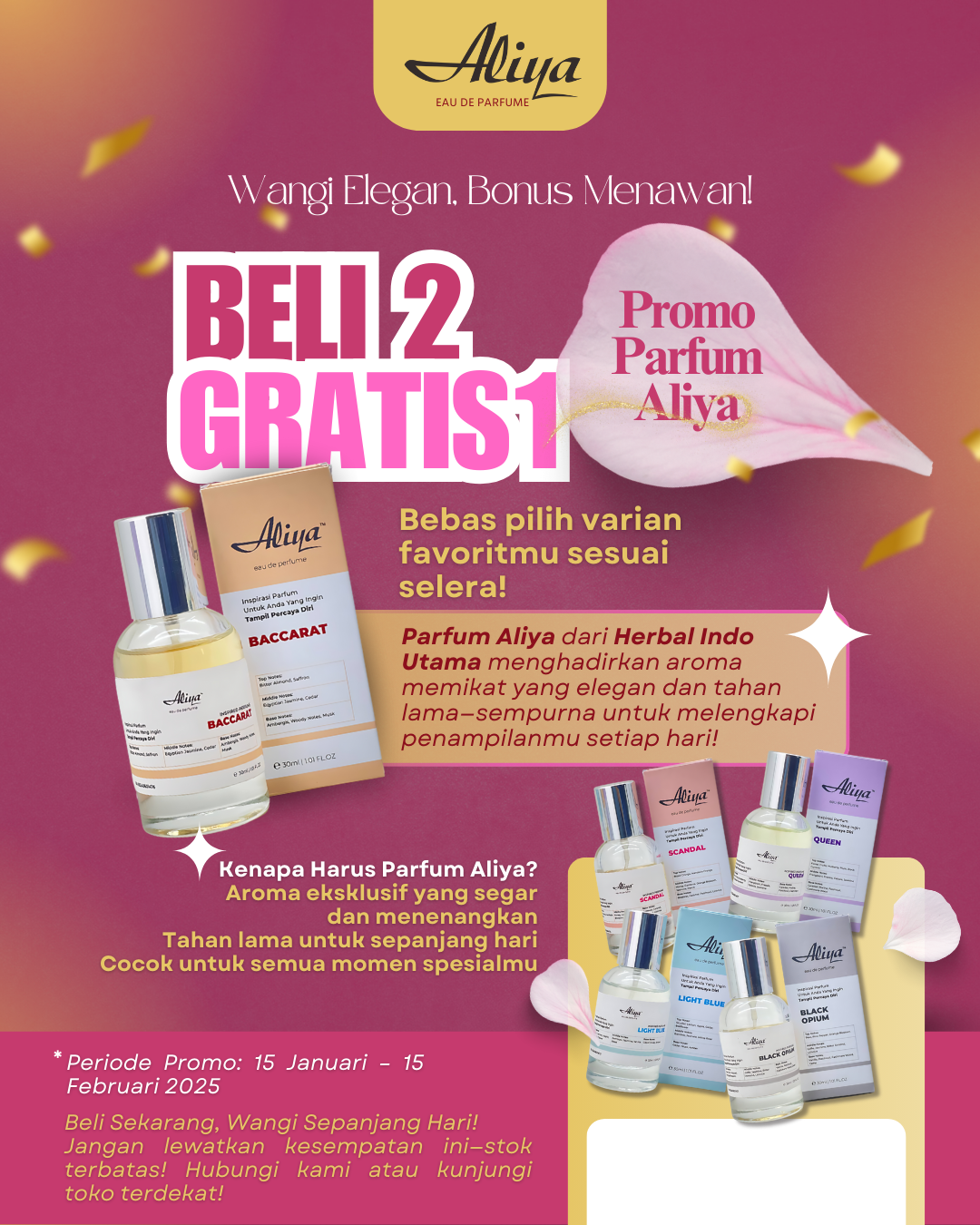 Promo Menarik Parfum Aliya, Beli 2 Gratis 1! - Herbal Indo Utama